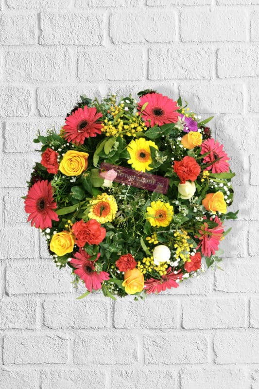 Fresh Rose Funeral Round Wreath Flower Fast Delivery Melbourne